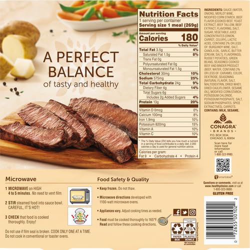 Healthy Choice Cafe Steamers Beef Merlot, Frozen Meal, 9.5 OZ