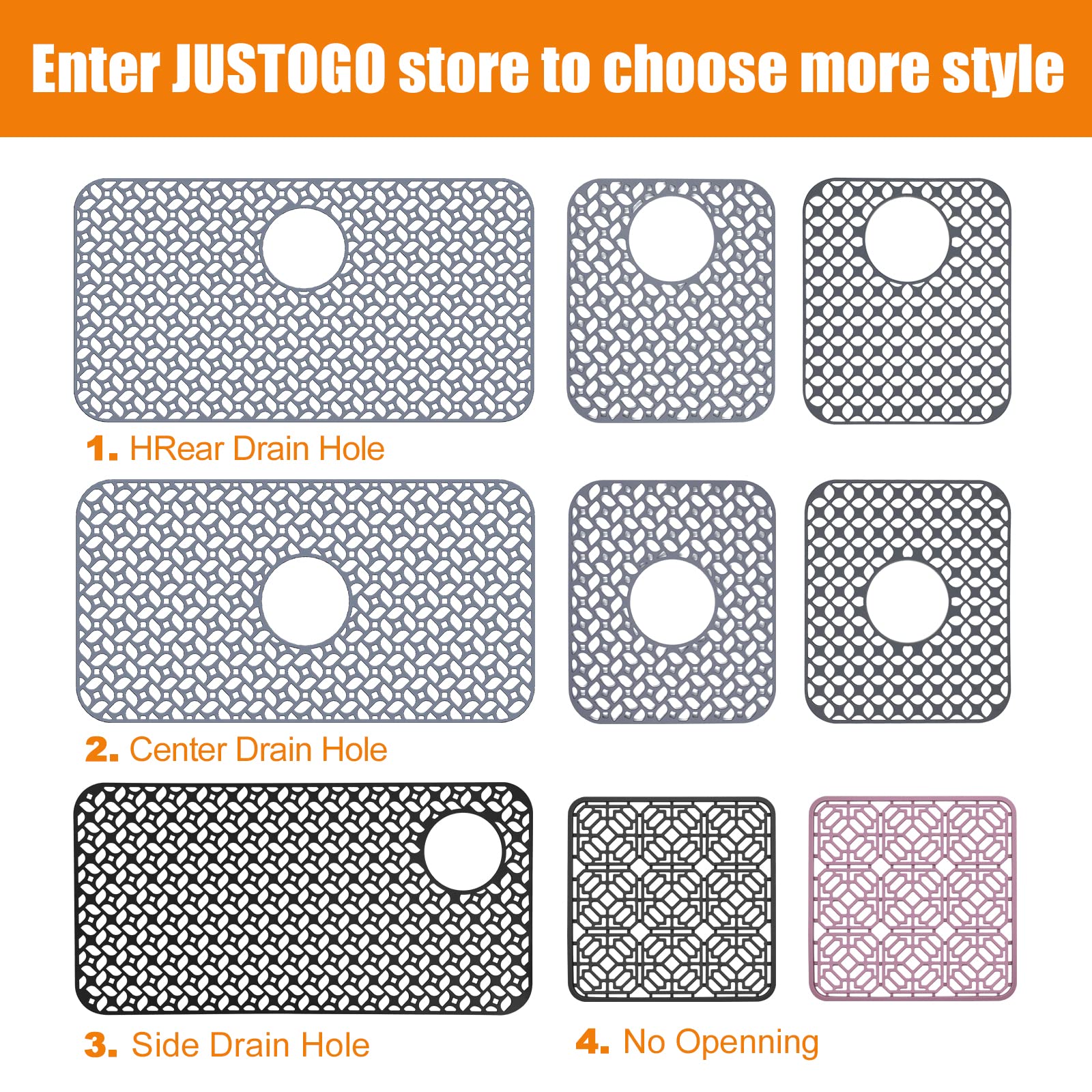 JUSTOGO Silicone Sink Mat, Black Sink Protectors for Kitchen Sink Grid Accessory, 1 PCS Non-slip Sink Mats for Bottom of Kitchen Farmhouse Stainless Steel Porcelain Sink Right & Left (28.2''x 14.2'')