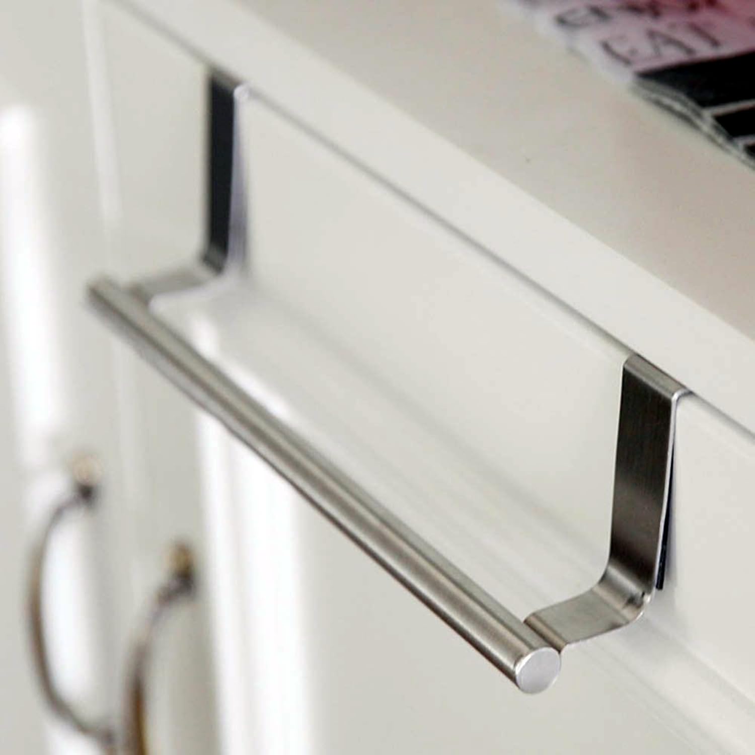 RUIBAOLY Stainless Steel Over Door Towel Rack Bar Holders for Universal Fit on Over Cabinet Cupboard Doors ,9.2" Wide - 2 Pack(Silver)