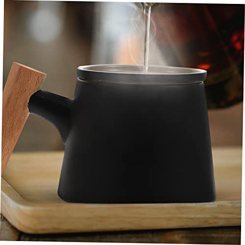 Luxshiny 1 Set Cup Tazas De Cafe Glass Pitcher with Lid China Tea Cup Stovetop Tea Kettle Glass Drinking Cups Drink Tumbler Ceramic Tea Cup with Lid Wooden Tea Bottle Concentrate