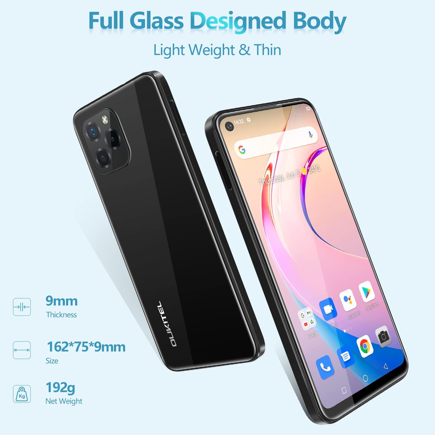 OUKITEL C21 Pro Unlocked Cell Phone, 6.4" HD+ Android 11 Unlocked Smartphone 4GB+64GB 256GB Expandable 21MP Camera 4000mAH Battery 4G Dual Sim Face/Fingerprint ID OTG (Black)