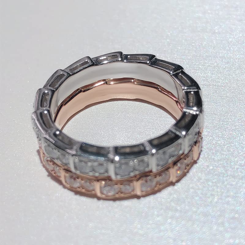 LYNLYN Silver Set Diamond Serpentine Matching Wedding Ring Chic and Elegant Design Zirconia Women's Liyannan (Gem Color : SJ1305, Ring Size : 8)