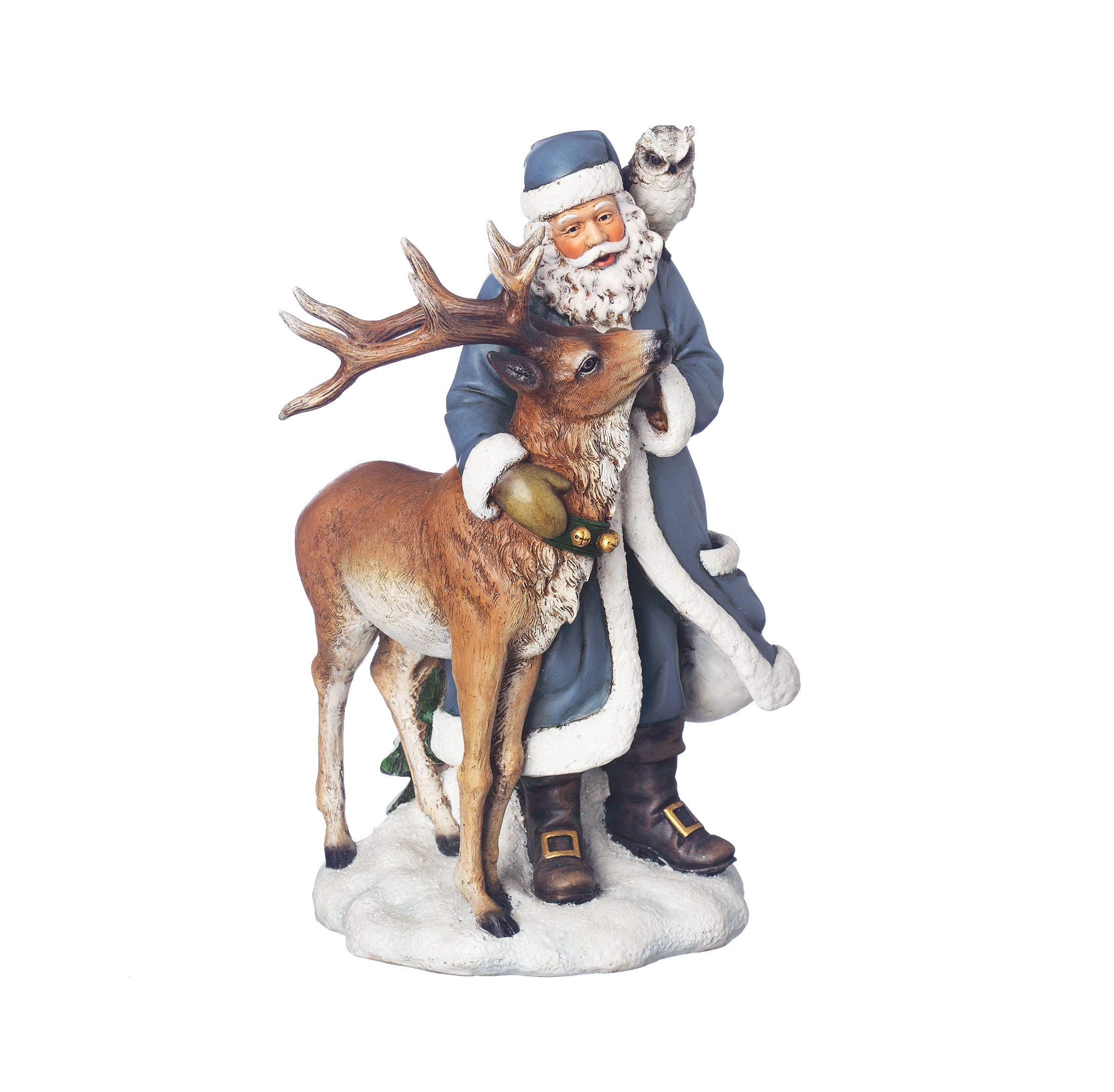 Joseph's Studio by Roman - Santa with Owl and Deer Figure, 9.25" H, Christmas Collection, Polyresin, Decorative, Home Decor, Durable, Long Lasting