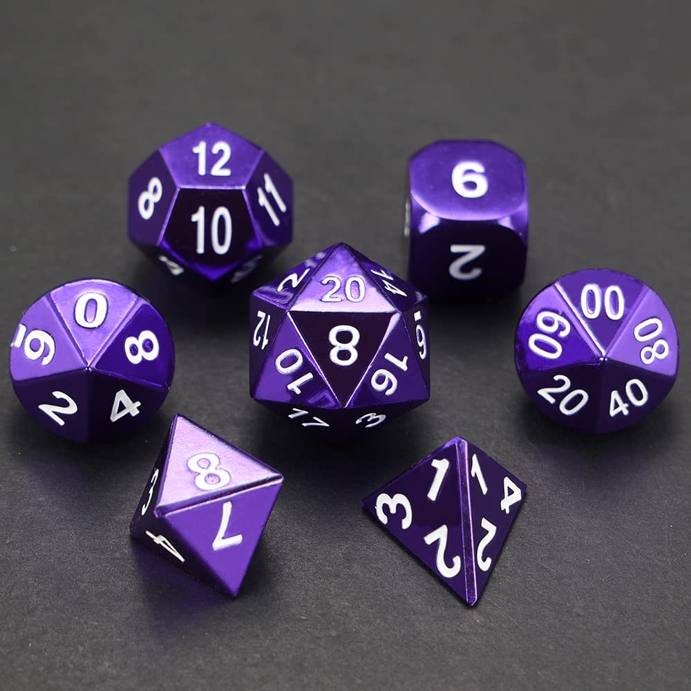 Metal Dungeons and Dragons Dice Set, 7 PCS Metallic D&D Die for DND Game RPG Explorers Savage World and Table Games dice