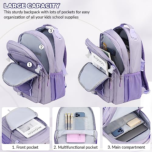 Lanola Travel Backpack Durable Middle Schoolbag Travel Bag for Men & Women Lightweight College Student Backpack - Gray Blue