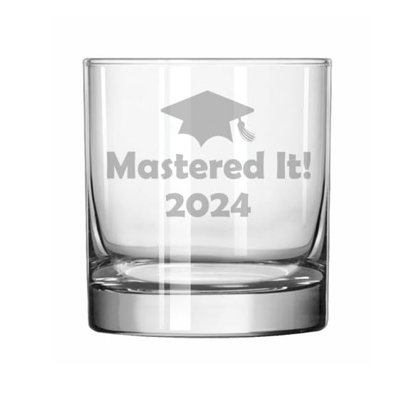 MIP Brand 11 oz Rocks Whiskey Highball Glass Mastered It 2024 Graduation Masterās Degree