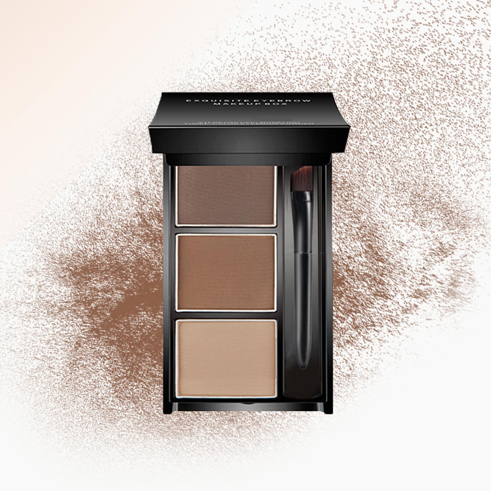 Jutqut Eyebrow Powder Makeup Kit, 3 Colors Eye Brow Tinted Powder Palette, Dark/Light Brown Brow Powder Filler to Shape Natural Eyebrows, Long-Lasting Waterproof Eyebrow Makeup Kit -Set 02
