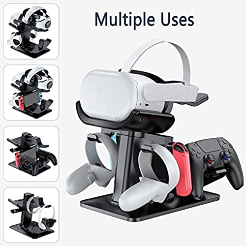 Potadak VR Stand, Multifunctional VR Headset Stand for Headset Display Holder and Controller Holder for Rift (Black)
