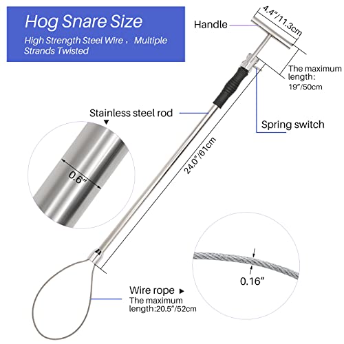 PAULOZYN Stainless Steel Hog Pig Catcher Pole Holder Control Tool Heavy Duty for Dog Pig Animals Swine Livestock