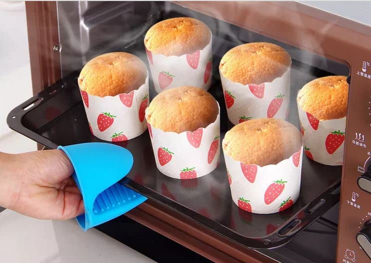Non-Slip Gripper Pot Holder, Oven Heat Finger Gloves, Silicone Gloves, 2pc (Blue)