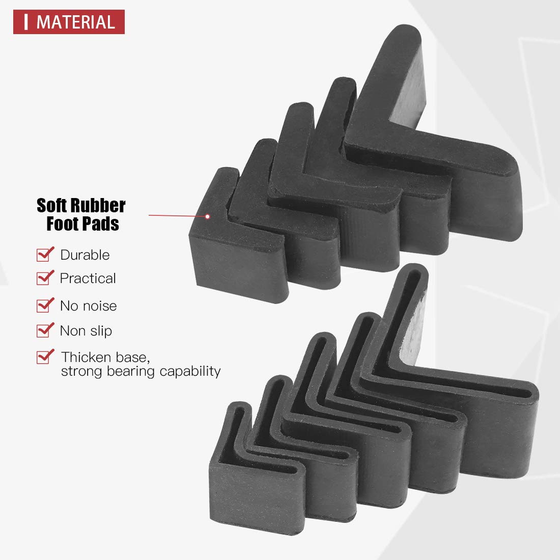 Hilitchi 20 Pcs 25mm x 25mm L Shaped Black Rubber Angle Iron Caps Furniture Angle Pads Bed Steel Frame Racks Shelves Rubber Feet Covers