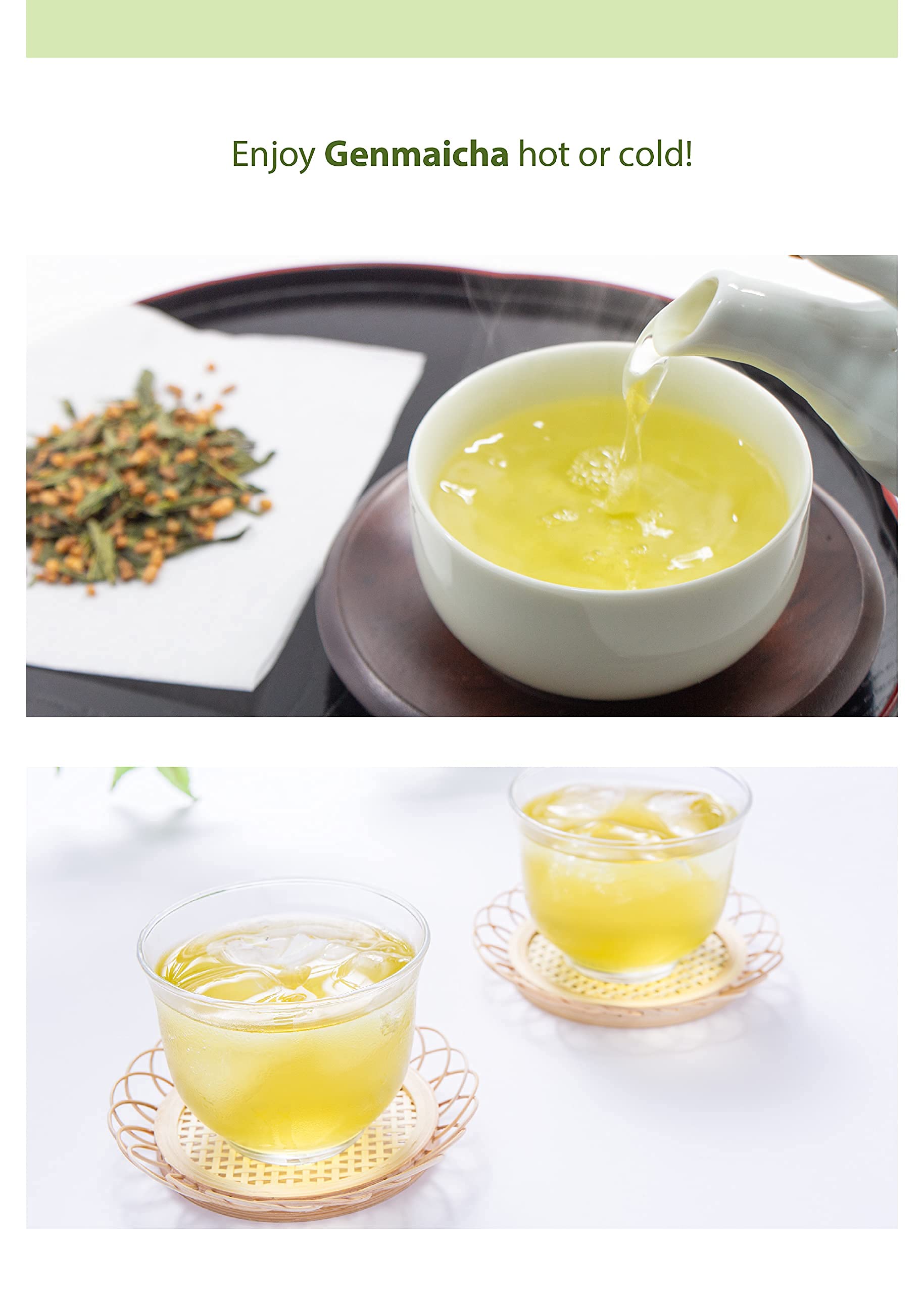 Kawashimaya Organic Genmaicha, Green Tea with Roasted Brown Rice, Loose Leaf, Made in Japan 12.69 oz (360g)