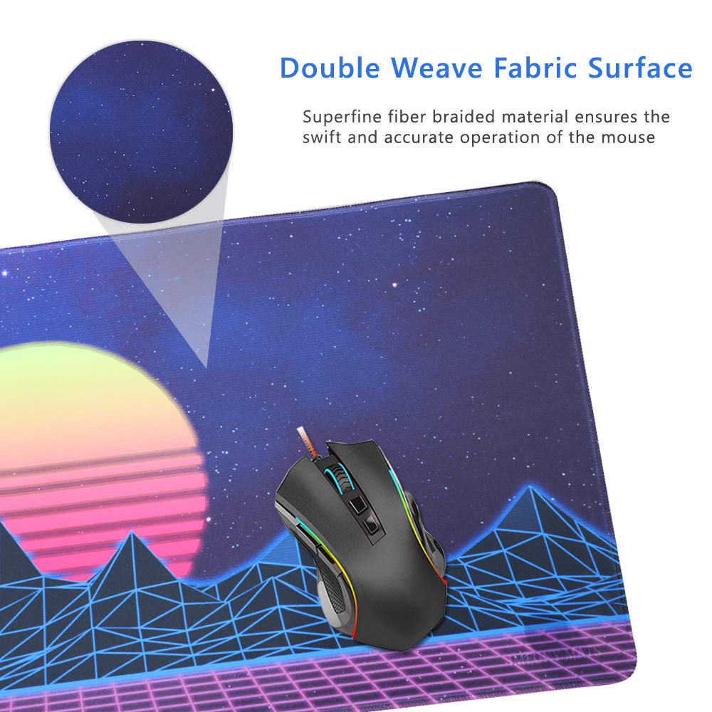 Imegny Large Gaming Mouse Pad, Extended XXL Desk Pad & Non-Slip Rubber Mat for Mice and Keyboard with Stitched Edges (90x40 zisesun011)