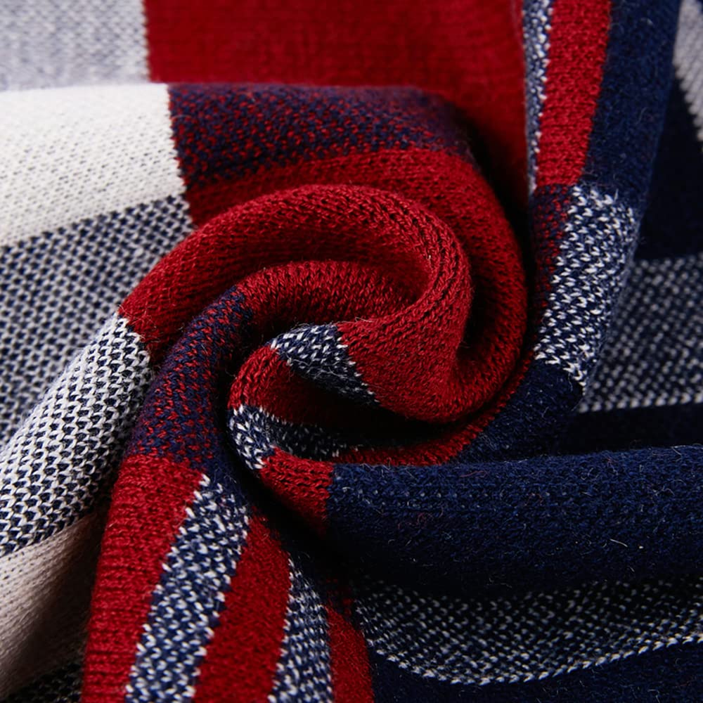 Mens Scarves Classic Winter Plaid Scarf Soft Warm Scarf Wool Scarf Knitted Soft Warm Neckwear
