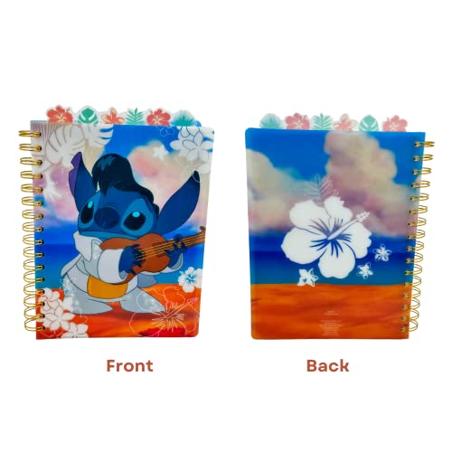 Innovative Designs Disney Stitch Tab Journal Notebook Elvis, Spiral Bound, 144 Lined Pages, 8 x 7 inches, Blue