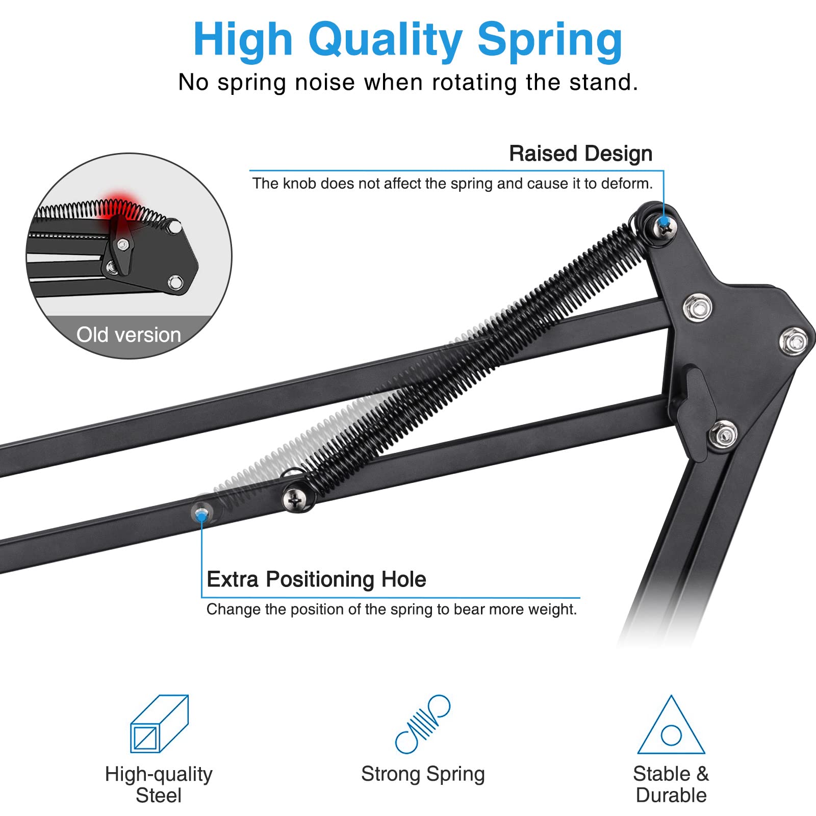 Mic Boom Arm Stand, JAMELO Adjustable Microphone Boom Arm with Upgrade Desk Table Mount Clamp