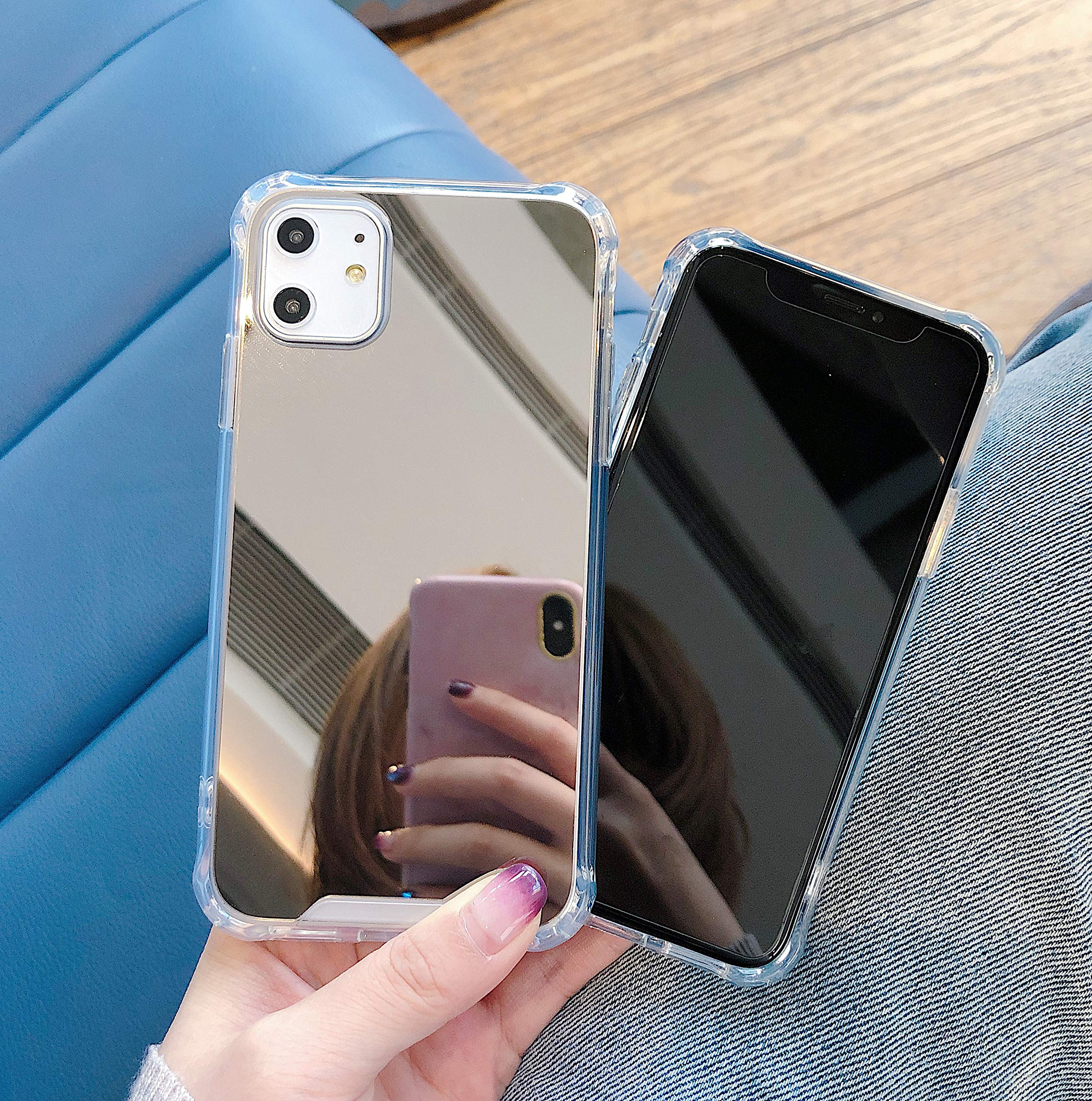 KEXAAR Designed for iPhone 11 Case Mirror Case with [Four Corner Guard Shockproof] Hard Mirror Back Soft Bumper Slim Protective Cover Girls Woman Makeup Touch up and Back Camera Selfies(Mirror 11)