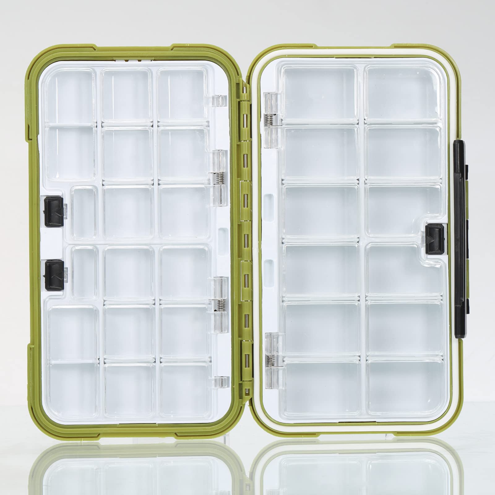 PATIKIL Waterproof Fishing Lure Box, Plastic Two-Sided Fish Tackle Bait Storage Container, Green