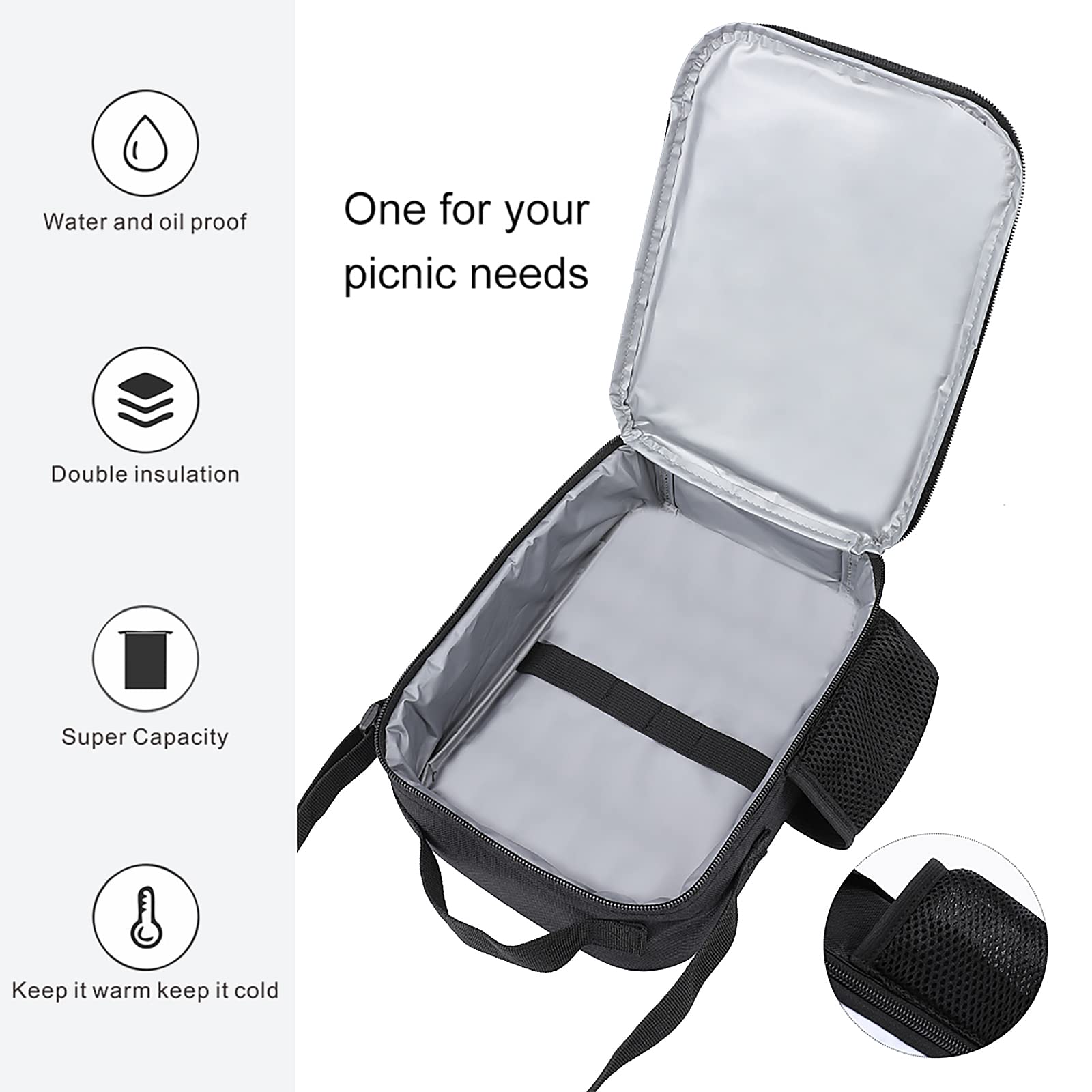 mdbozli Custom Personalized Cleveland Lunch Bag Adjustable Shoulder Straps Portable Insulated Lunch Box for Boy Girl Women Men