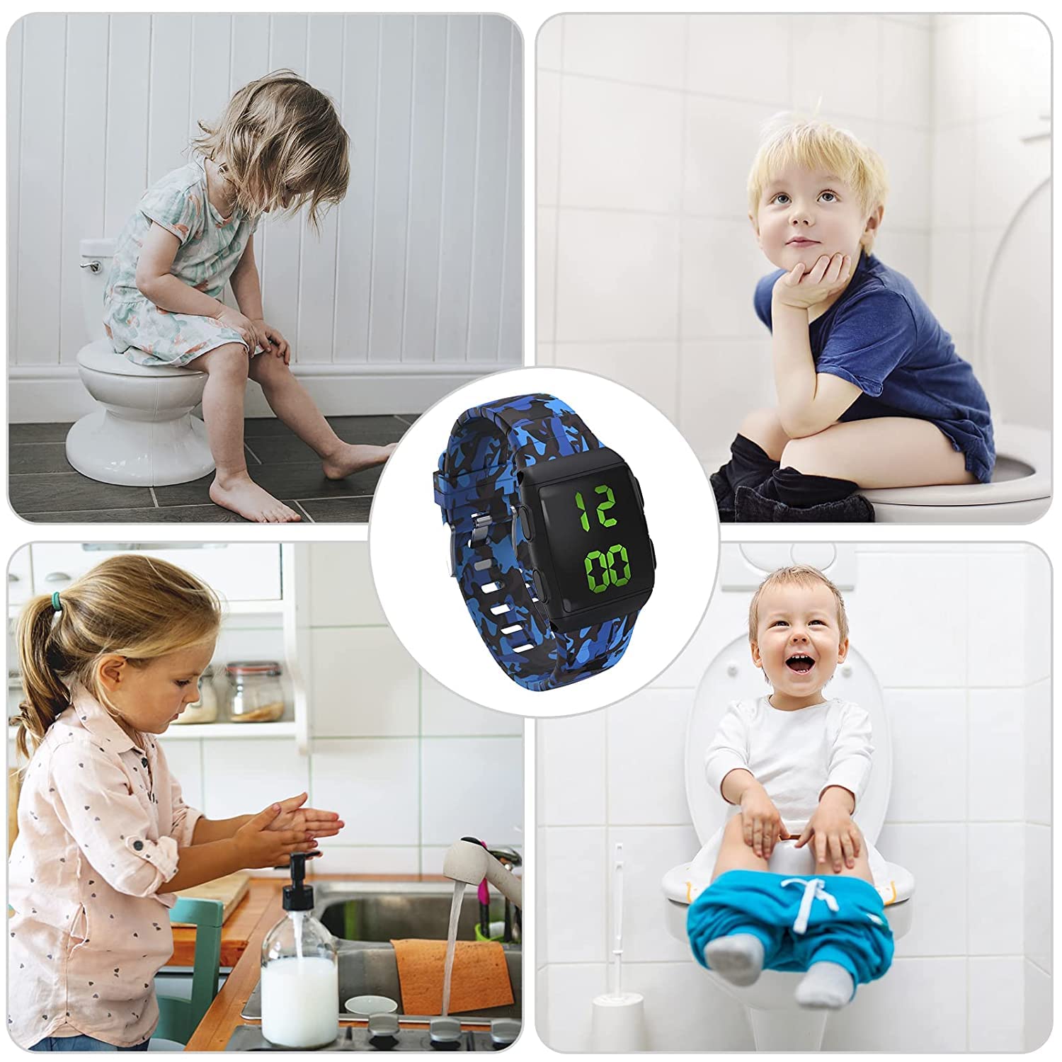 Potty Training Timer Watch, Haydyson Potty Training Toilet with Musical and Vibration Interval Reminders, Water Resistant, Rechargeable Toddler Toilet Training Aid (Blue)