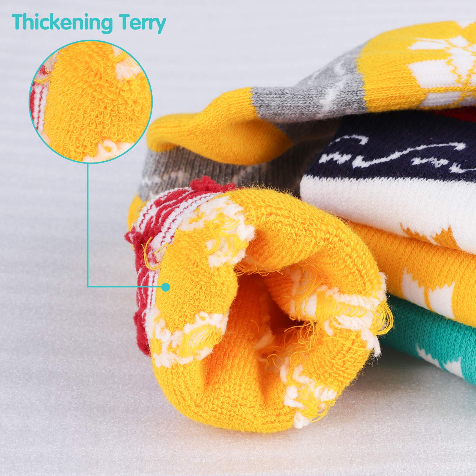 Kids Winter Ski Socks, Warm Socks for Boys Girls Skiing Snowboarding Ages 5-8 Years (S, Orange+Blue+Red)