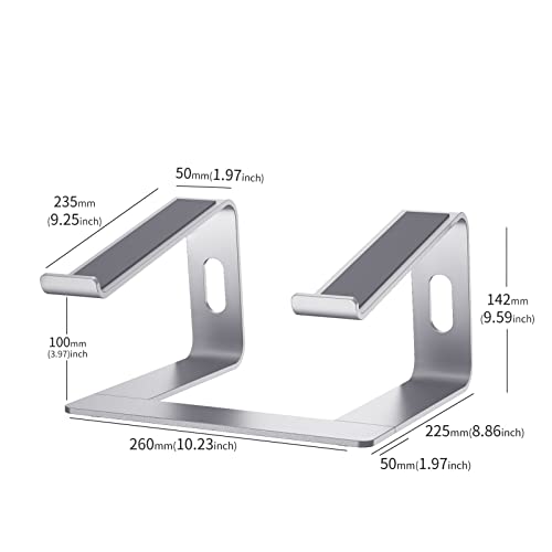 Laptop Stand for Desk Aluminum Computer Stand for Laptop Riser Holder Notebook Stand Compatible with MacBook Air Pro, Dell, HP, Lenovo Samsung, Alienware All Laptops 11-17.3β (Silver)