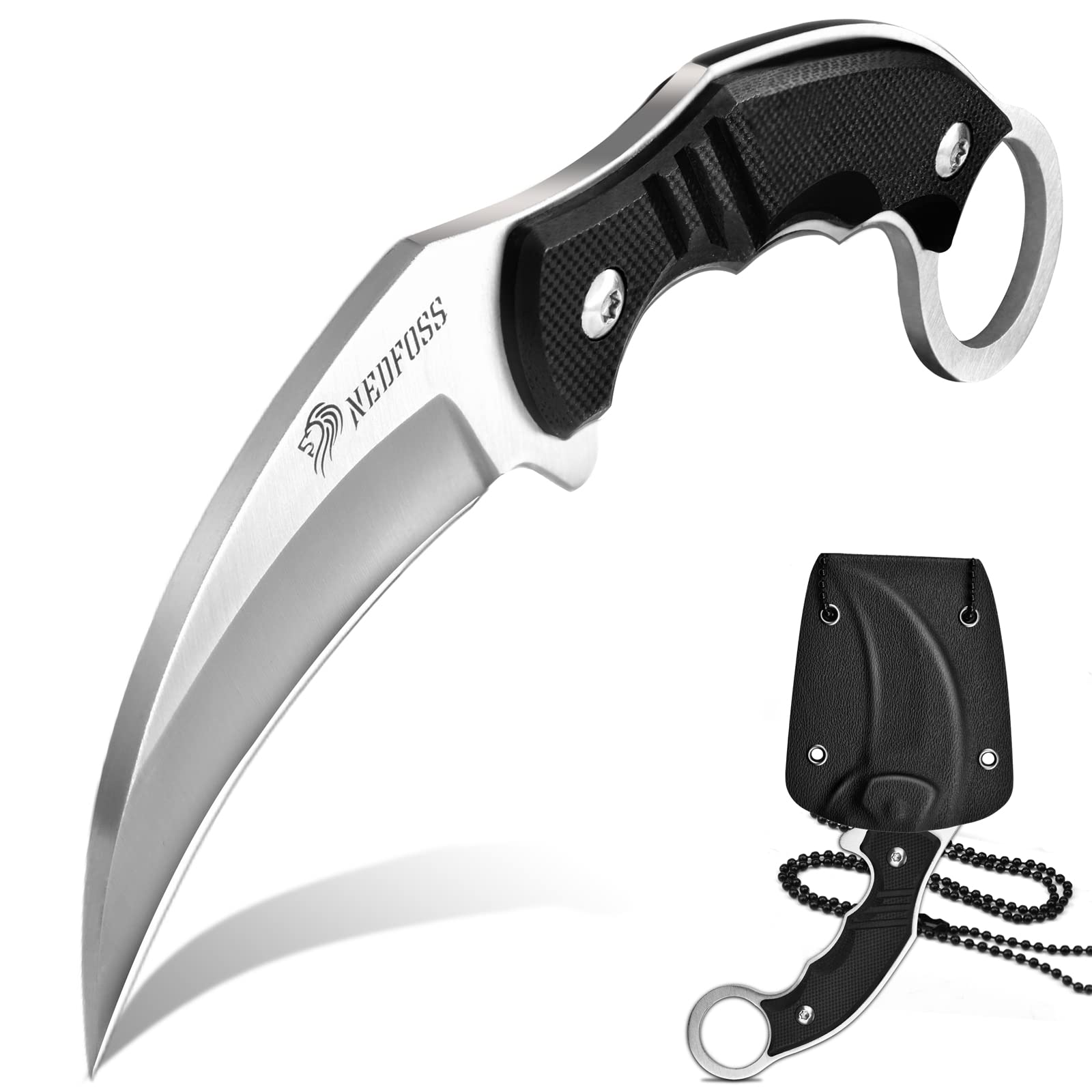 NedFoss Neck Knife, 5.3" Mini Fixed Blade Knife for Men & Women, Compact EDC Necklace Knife with Sheath, G10 Handle, Small Knife Necklace for EDC, Outdoor, Hiking
