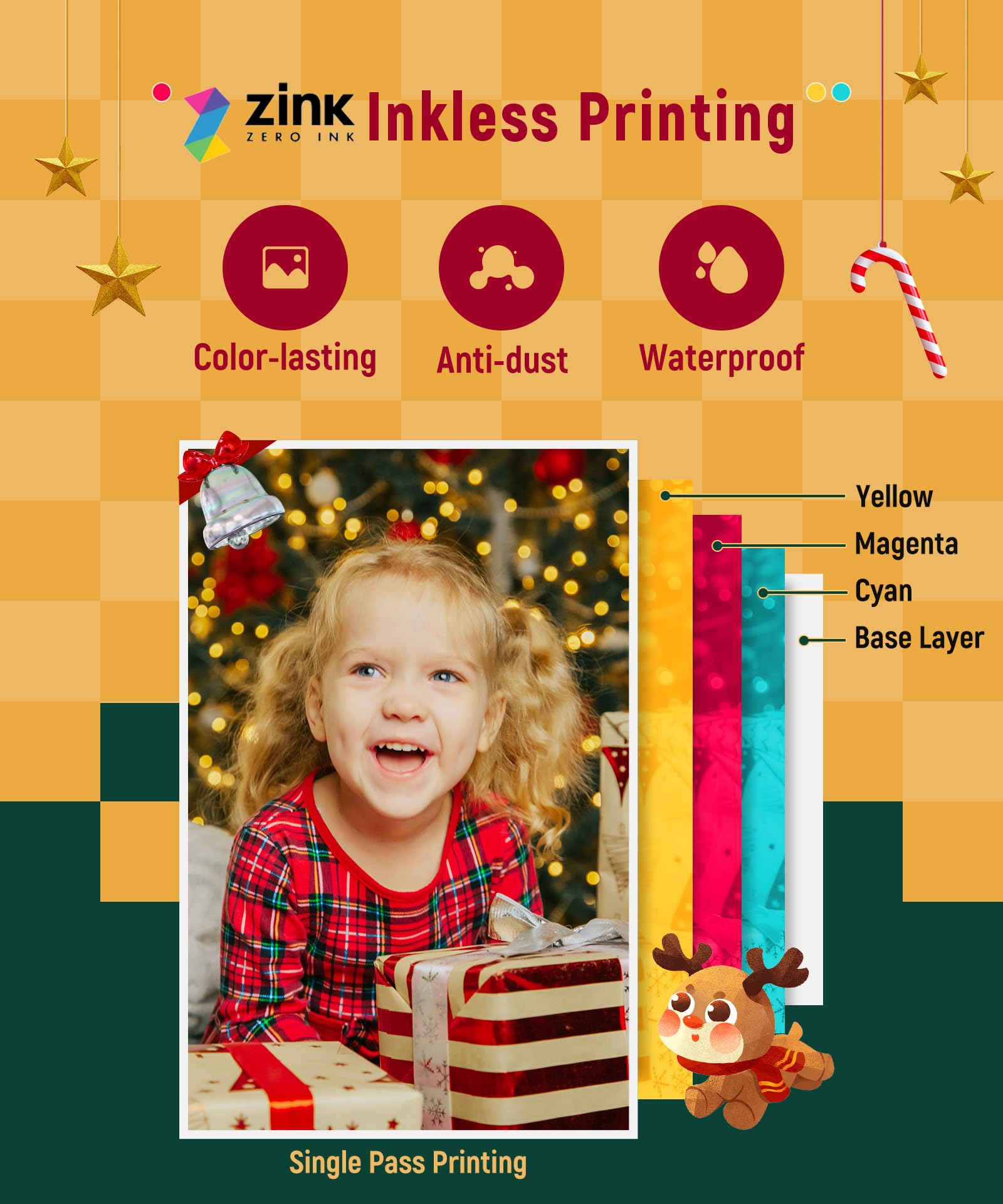 Liene Photo Printer, 2x3″ Mini Portable Instant Photo Printer w/ 5 Zink Sticky-Backed Paper, Bluetooth, Compatible w/iOS & Android, Small Picture Printer for iPhone, Smartphone, Pink