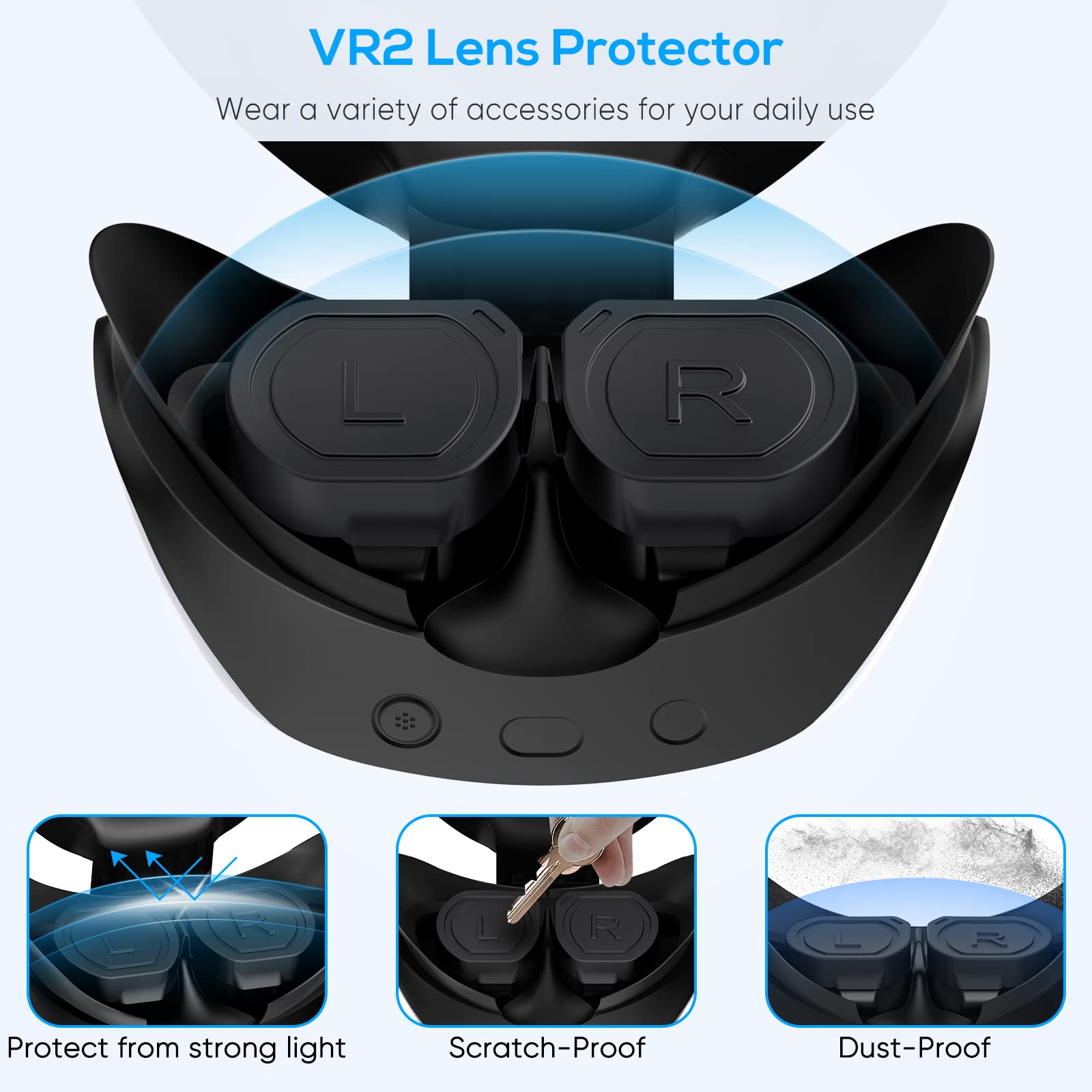 MENEEA Lens Protector Cover for PS VR2, Silicone Protective Cap for Playstation VR2, Easy to Wash and Air Dry, Dustproof, Anti-Scratch & Anti-Grease, Lightweight Accessories for Playstation VR2 Lens