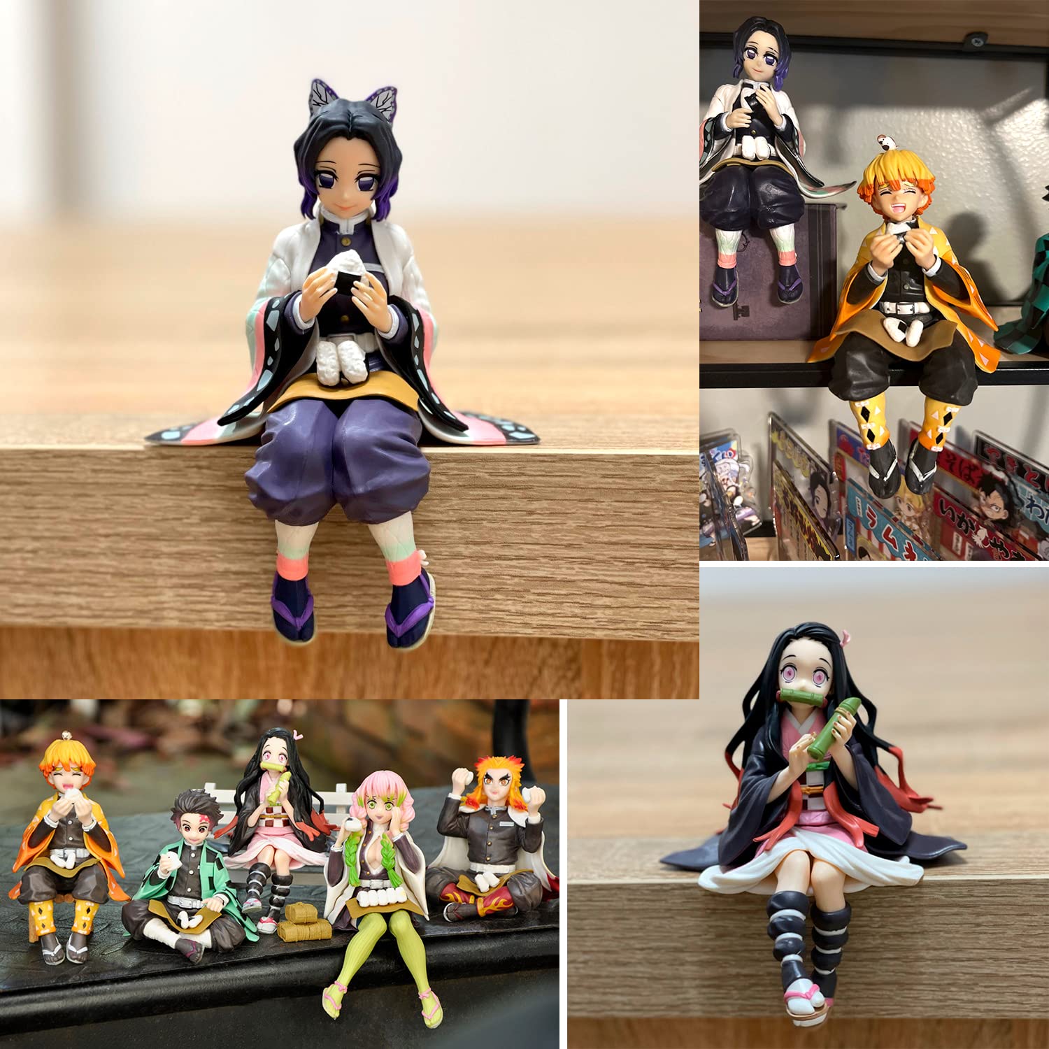 MHCYKJ Shinobu Figure Anime Devil Slayer Eating Rice Balls Sitting Pose Character Action Figure Desk Decor Collection Toy