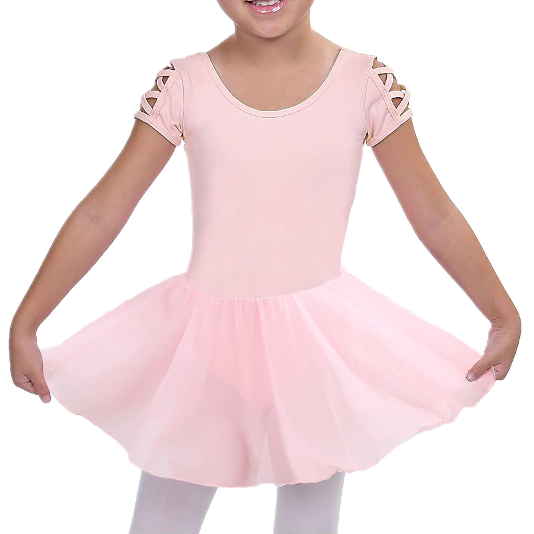 Kidsmian Girls Dance Multi Back Cross Strap Camisole Leotard with Skirtd Tutu Ballet Dress Gymnastics