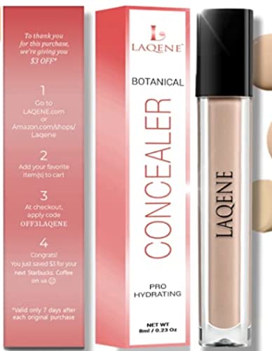 LAQENE Luxury Line: Concealer For Flawless Silky Smooth Full Coverage - Hydrating, Ultra Light, Long Wearing Lasting, For Dark Circles Blemishes - Natural Ivory - Blendable to Skin Tone