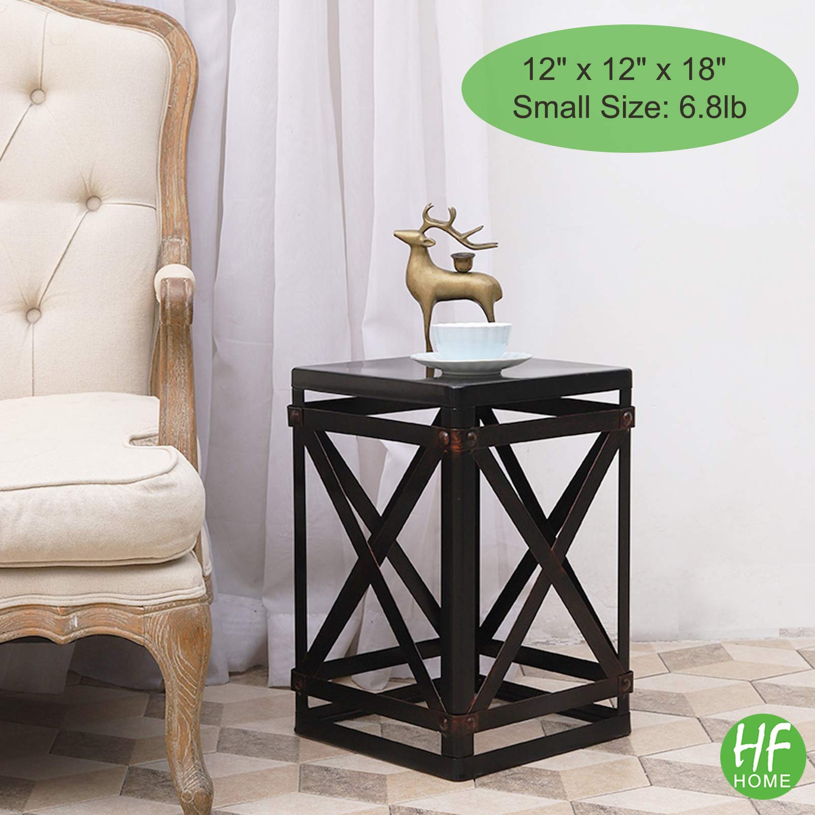 Industrial Set of 3 Cube Nesting Tables Coffee Tables, Stacking End Side Tables Indoor Nightstands Vintage Night Tables for Home Office Decor, Outdoor Garden Stool- Retro Brushed Bronze (Ship from US)