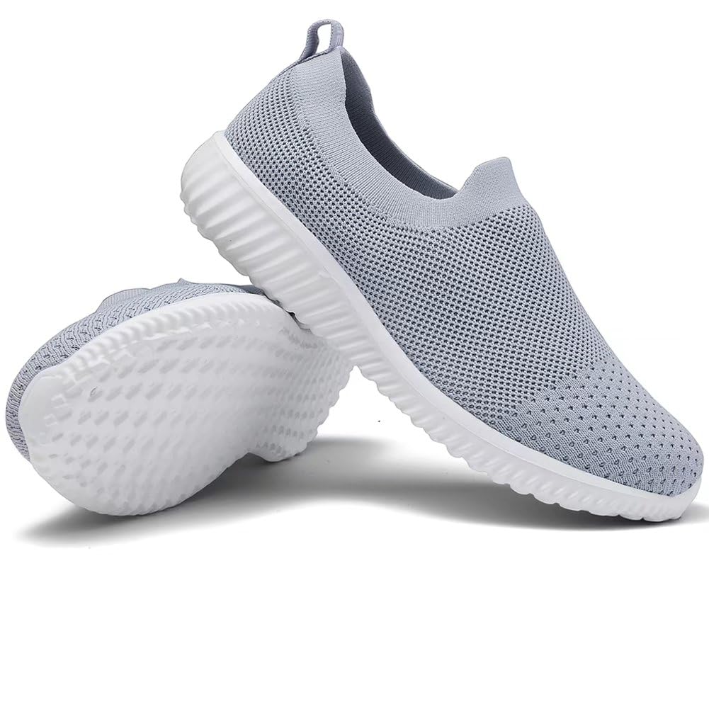 LANCROP Women's Walking Nurse Shoes - Mesh Slip on Comfortable Sneakers 6 US, Label 36 Grey
