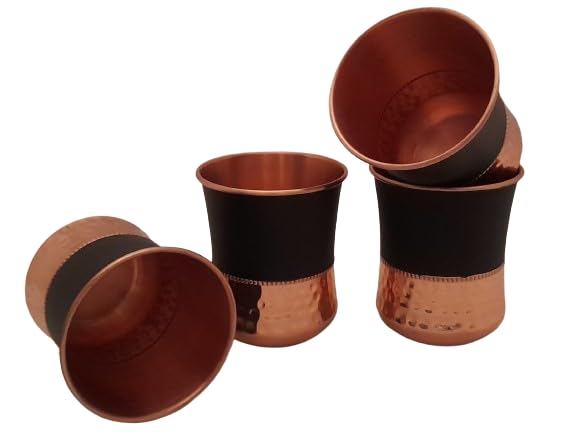 Ornate Internationlal 16 Oz Black Matte Moscow Mule Copper Cups and Barrel Mugs, Moscow Mule Mug with Rose Gold Copper Rims, Set of 4 (black)