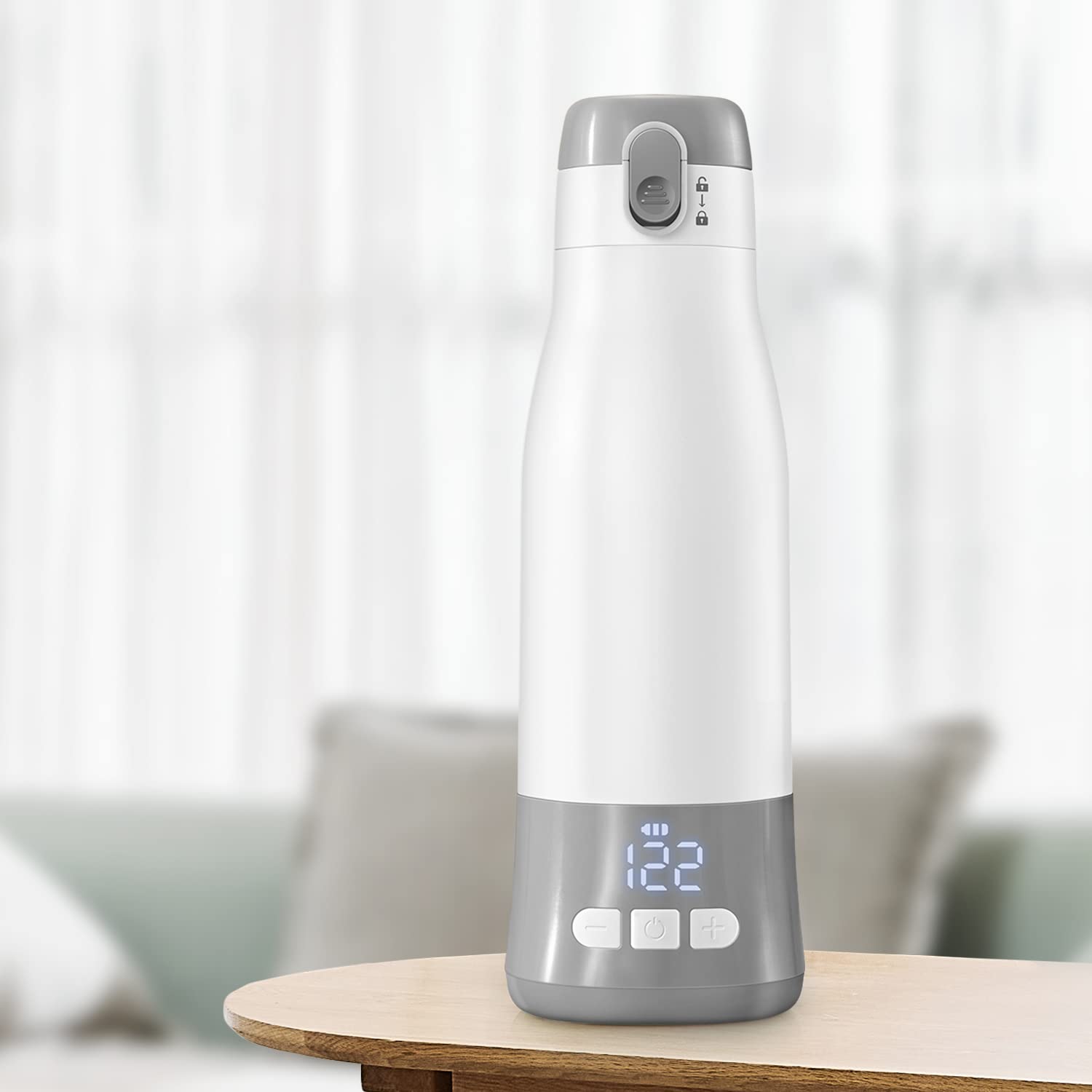 Portable Water Warmer, ALVOD Bottle Warmer for Baby Formula, Milk, Breastmilk, 10.8 Ounce Travel Water Warmer Rechargeable with Precise Temp Control LCD Display, Keep Warm & Leak-Resistant for Outdoor