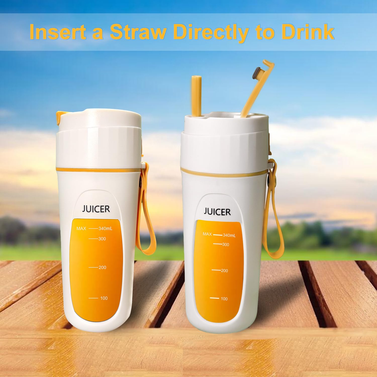 Smoothie Blender, Portable Personal Blender for Smoothies,16 oz Mini Blender Juicer with Straw, Type-C USB Rechargeable,10 Blades Juicer, Mini Fruit Juice Mixer, Office Picnic Travel (White)