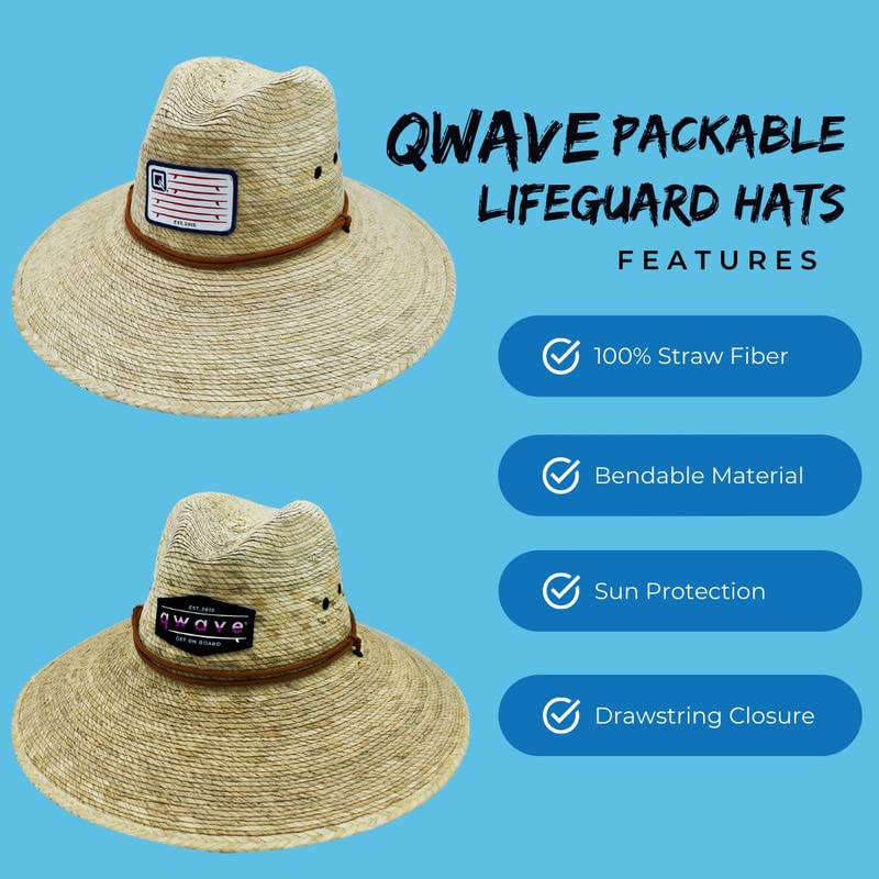 Packable Straw Hat, Lifeguard Hat for Men and Women, Stone Washed Beach Straw Hat, Protection from Summer Sun Hat - Gnarly Navy