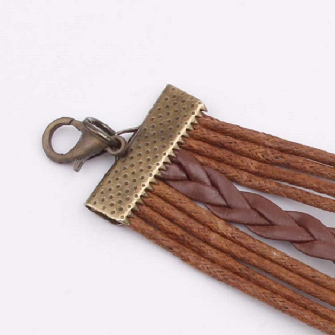 Harlorki Retro Vintage Handmade Pu Leather Bracelet Wristlet Bangle Wrist Band Hand Chain Charm Costume Bracelet for Women Men
