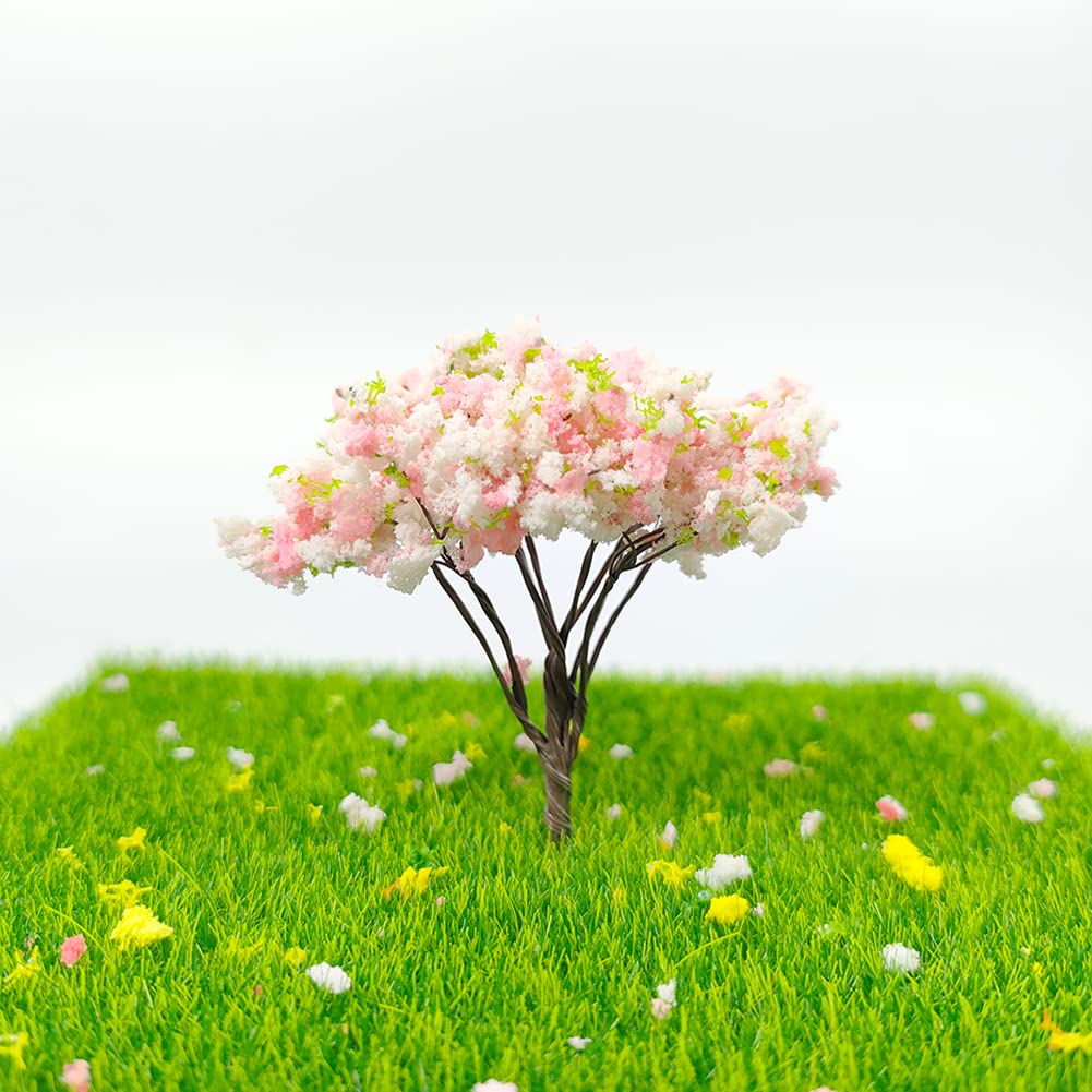 Kayzyue 18 Pcs Miniature Flower Trees Fairy Garden Tree Plant Ornament Model Tree Train Scenery Architecture Trees for DIY Crafts,Building Model,Scenery Landscape Natural Green Dollhouse Decor