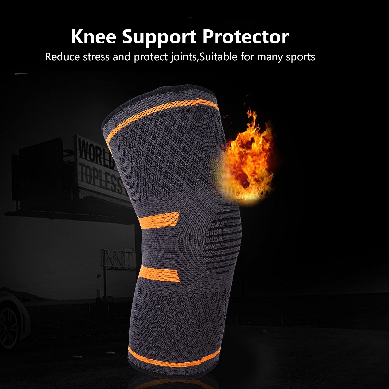 Knee Brace, Prevent Injury Flexible Design Stability Compression Knee Support Brace, Soft Silicone Non Slip Breathable Knee Sleeve, for Sports(XL)