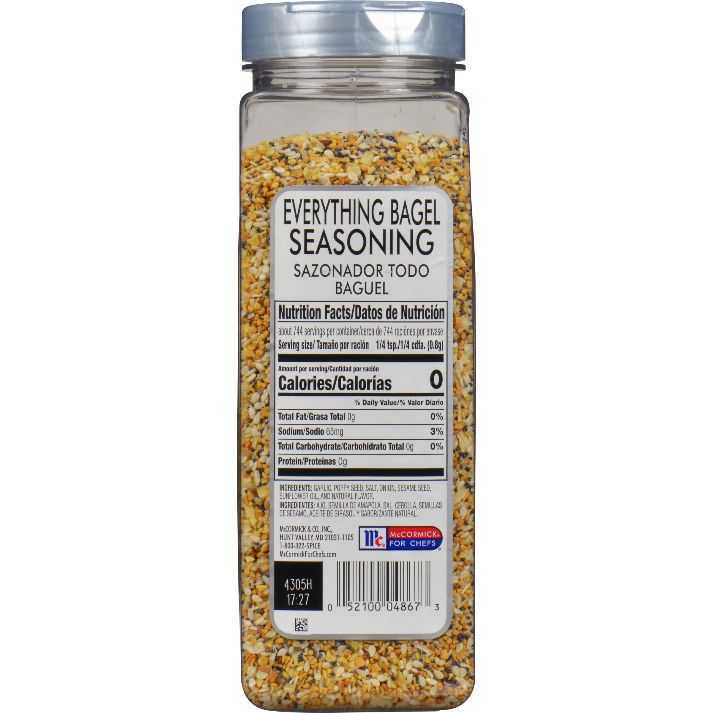 McCormick Culinary Everything Bagel Seasoning, 21 oz - One 21 Ounce Container of Everything Bagel Seasoning Blend of Poppy Seed, Sesame Seed, Garlic, Onion and Salt