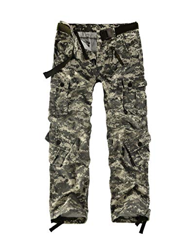 Leward Men's Wild Cotton Casual Military Army Cargo Camo Combat Work Cargo Hiking Pants with 8 Pocket (Digital 1, 34)