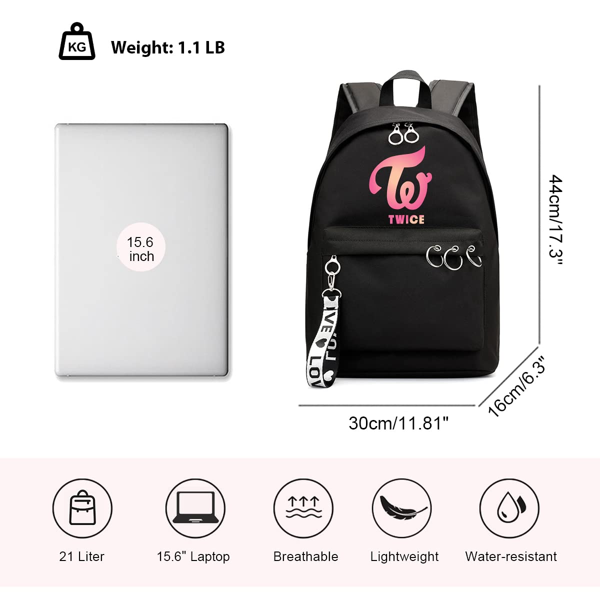 KAEFRA Casual Kpop New Twice Jeans Merch Backpack Bags Merchandise (KH003)