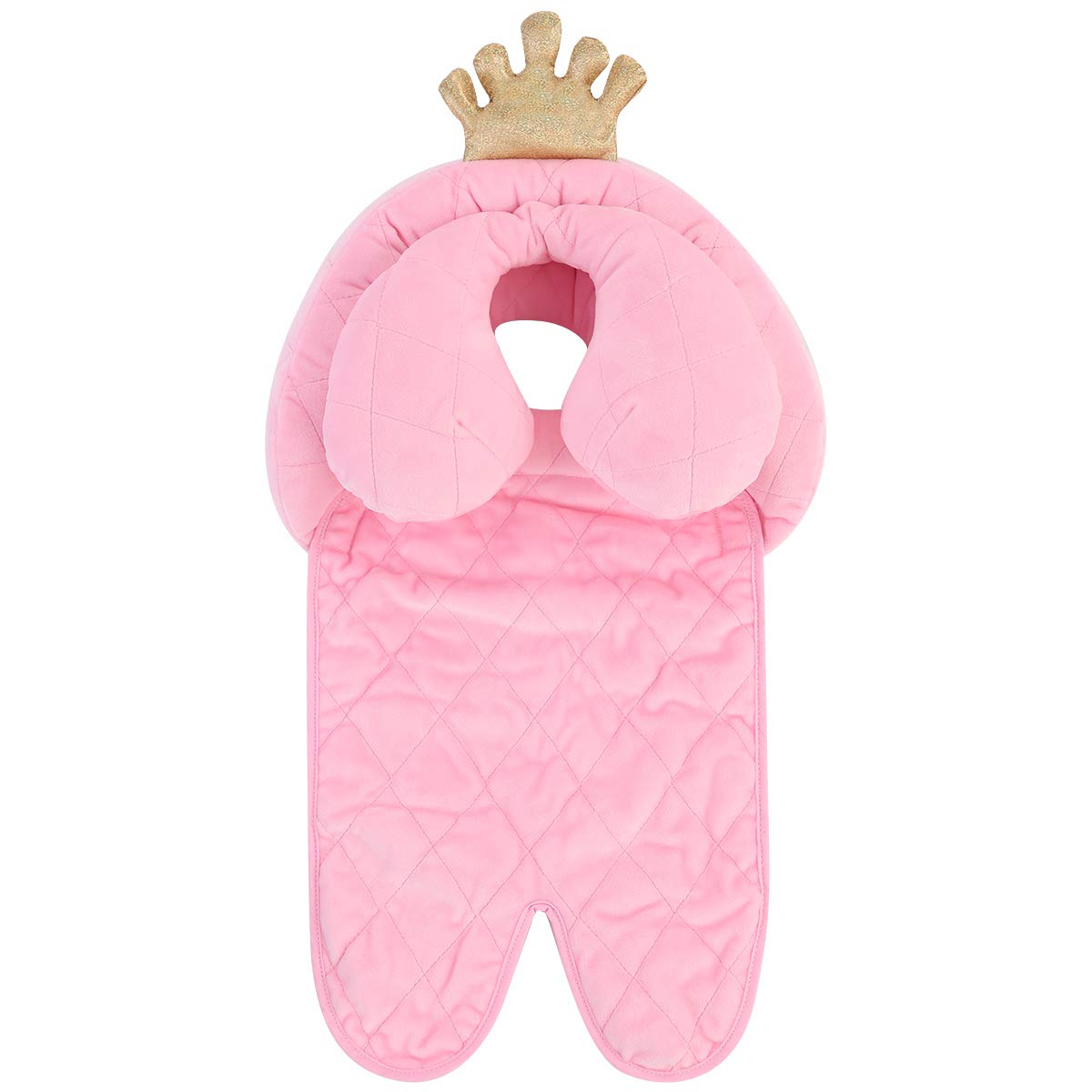 Infant Baby Head Support Pillow, Pink White Royal Princess, Toddler Breathable Head Neck and Body Support for Car Seats and Strollers