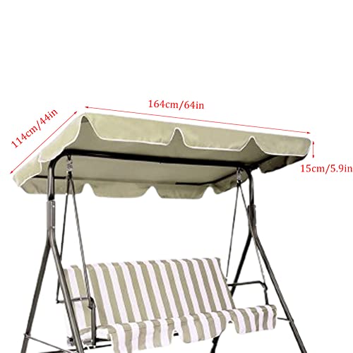 Swing Canopy Replacement Top, Outdoor Patio Swing Canopy Replacement, 3 Seat Swing Canopy Replacement CoverĀ for Porch Patio Garden Seat (Beige/64 * 44 * 5.9)