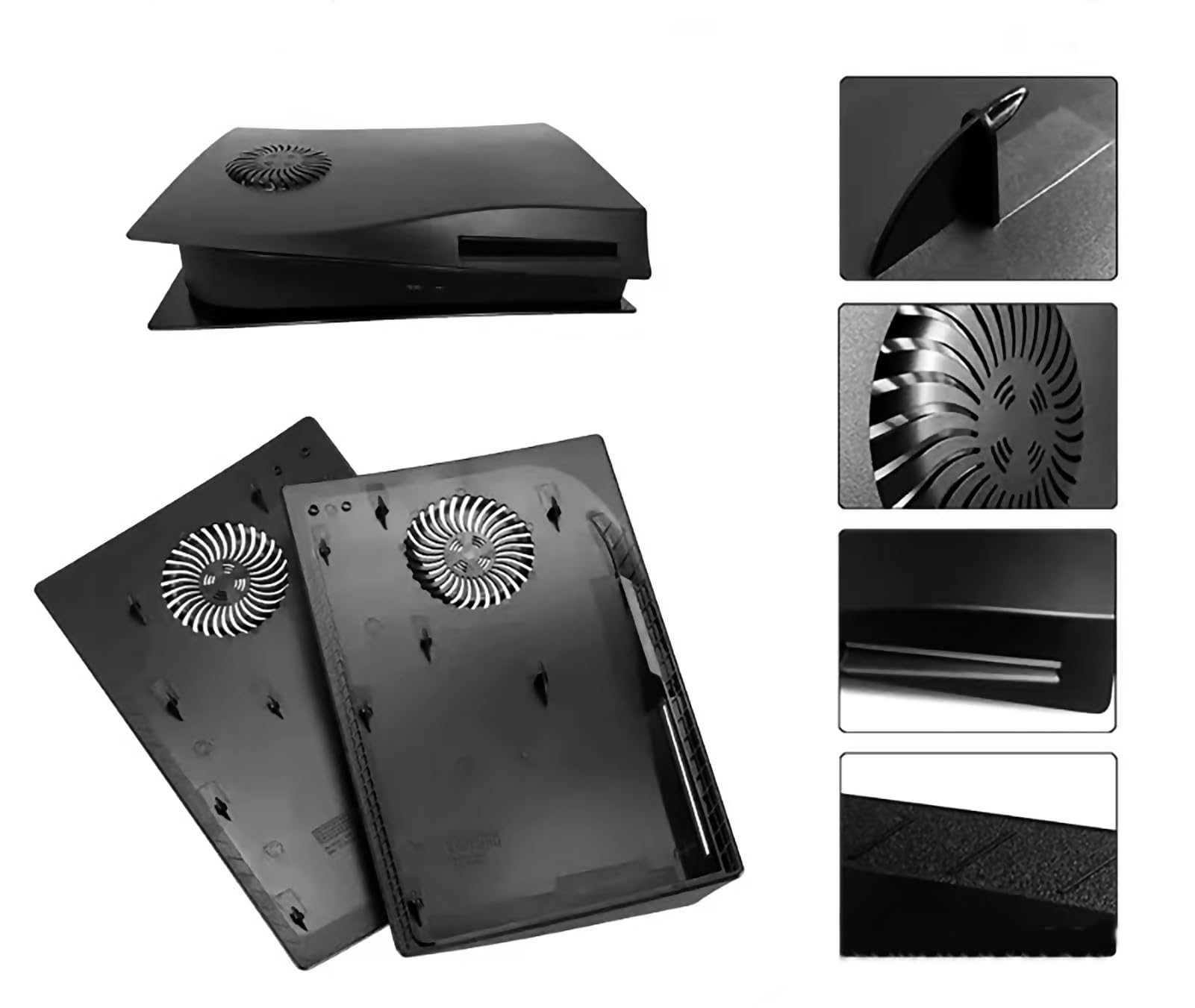 New for PS5 Faceplate Cover Plates with Cooling Window Black Replacement, Compatible with for PlayStation 5 Disc Edition Consoles, DIY Frosted Face Plate Protective Shell + Dust-proof Mesh