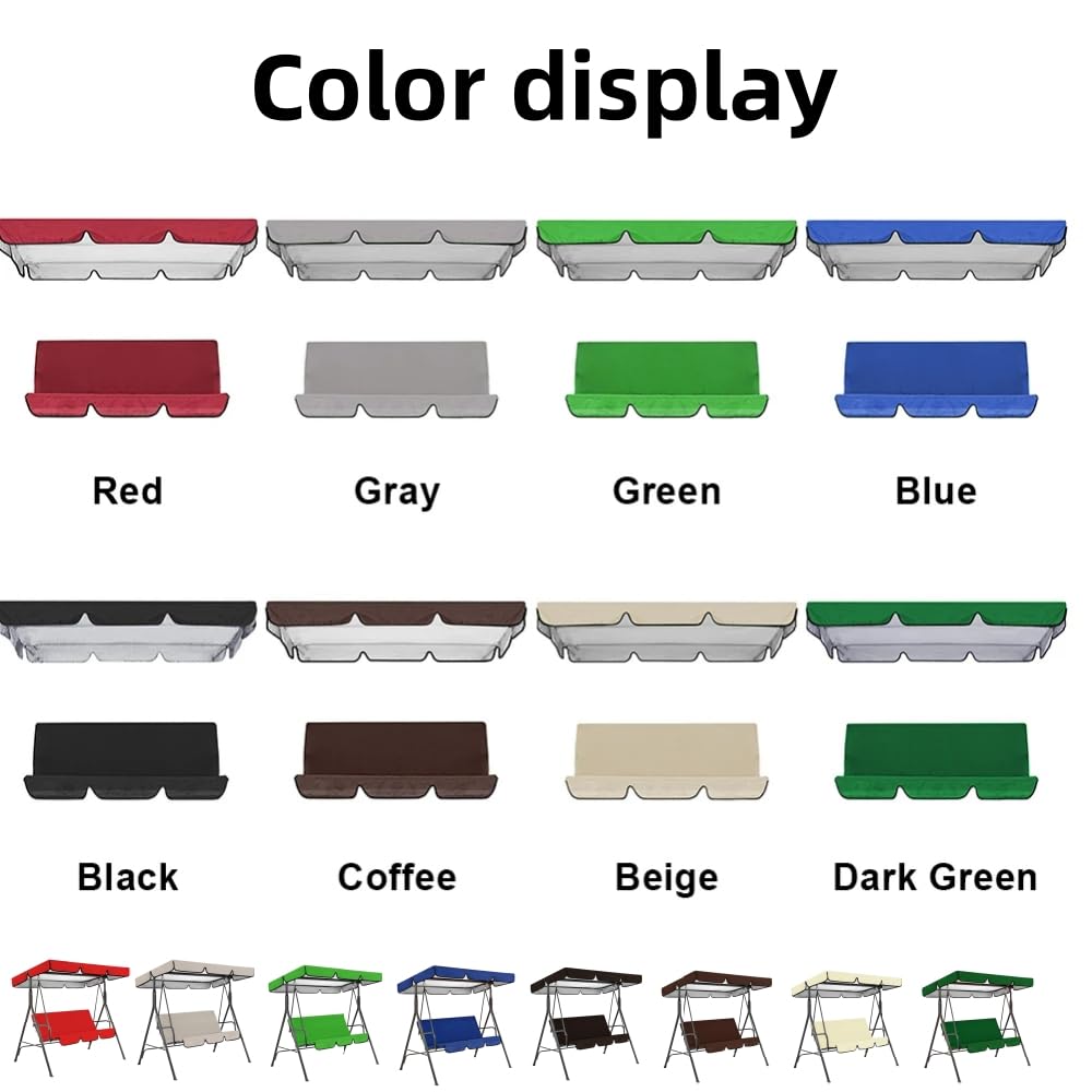 Outdoor Patio Swing Canopy Replacement, 3 Seat Swing Canopy Replacement, Waterproof Swing Canopy Cover Replacement, Outdoor Swing Canopy Sun Shade Awning Cover (Grey,142 * 120 * 18cm)