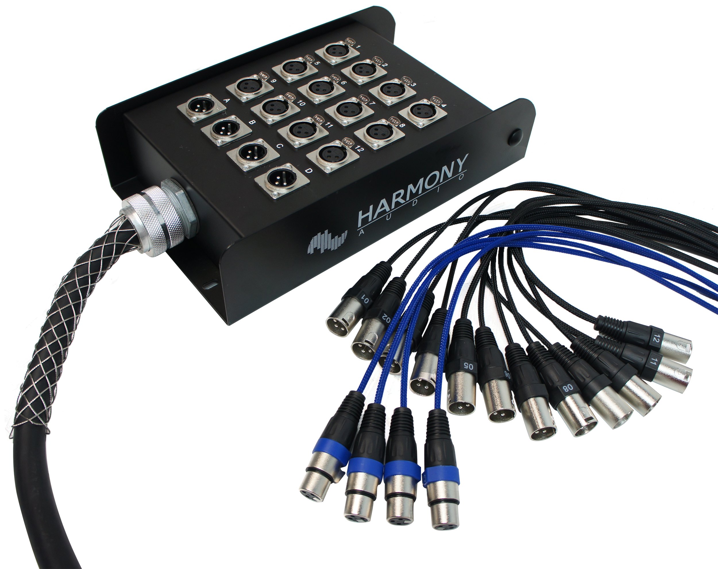 Harmony Audio HA-SB1650 Pro Stage XLR Snake Cable Box 16 Channel - 50 Feet (12 Send, 4 Returns)