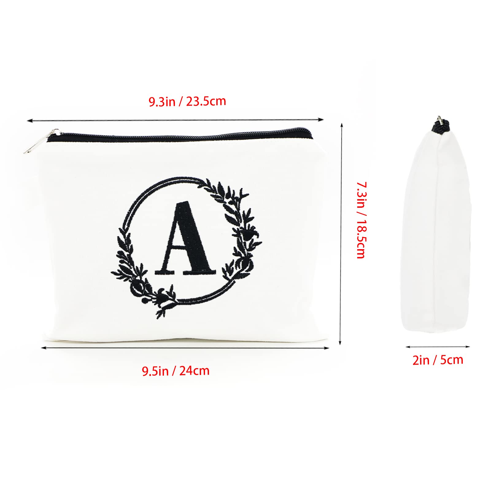 onstary Embroidered letter combination cosmetic bag,Personalized Present Bag, Suitable for Wedding, Birthday, Holiday, is a Great Gift for Women, Mom, Teachers, Friends, Bridesmaids (A)